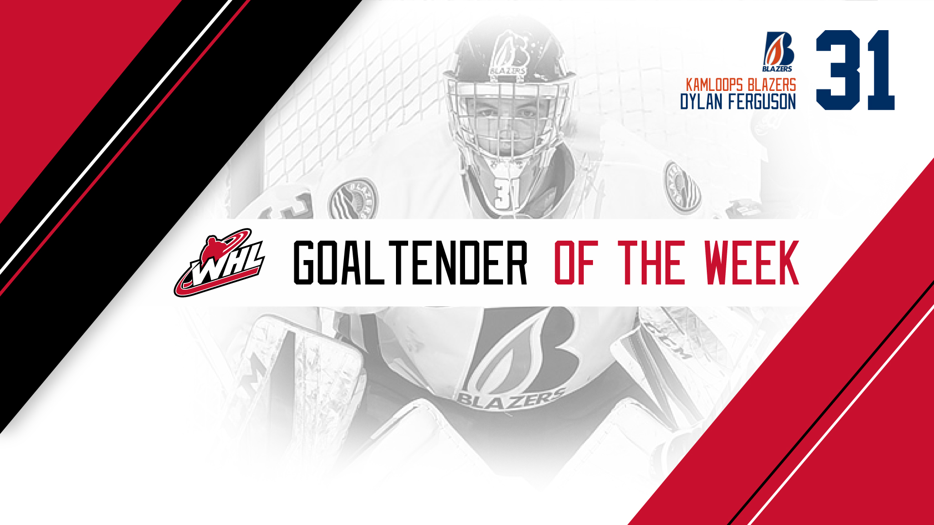 Blazers' Dylan Ferguson named WHL Goaltender of the Week - Kamloops Blazers