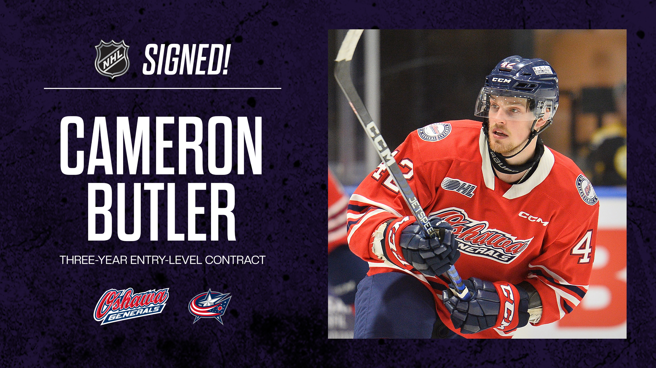 Generals' Butler inks ELC with Blue Jackets | Canadian Hockey League